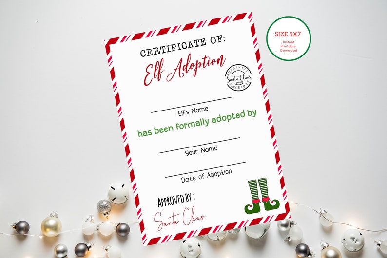 Elf Printable Adoption Certificate Christmas Welcome Letter | Etsy