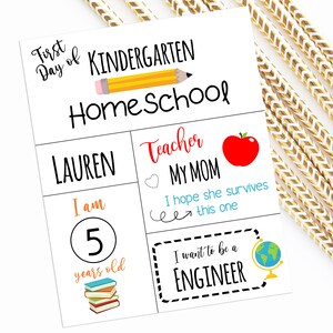 Back to School Kids Printable Sign First Day of School Editable INSTANT ...