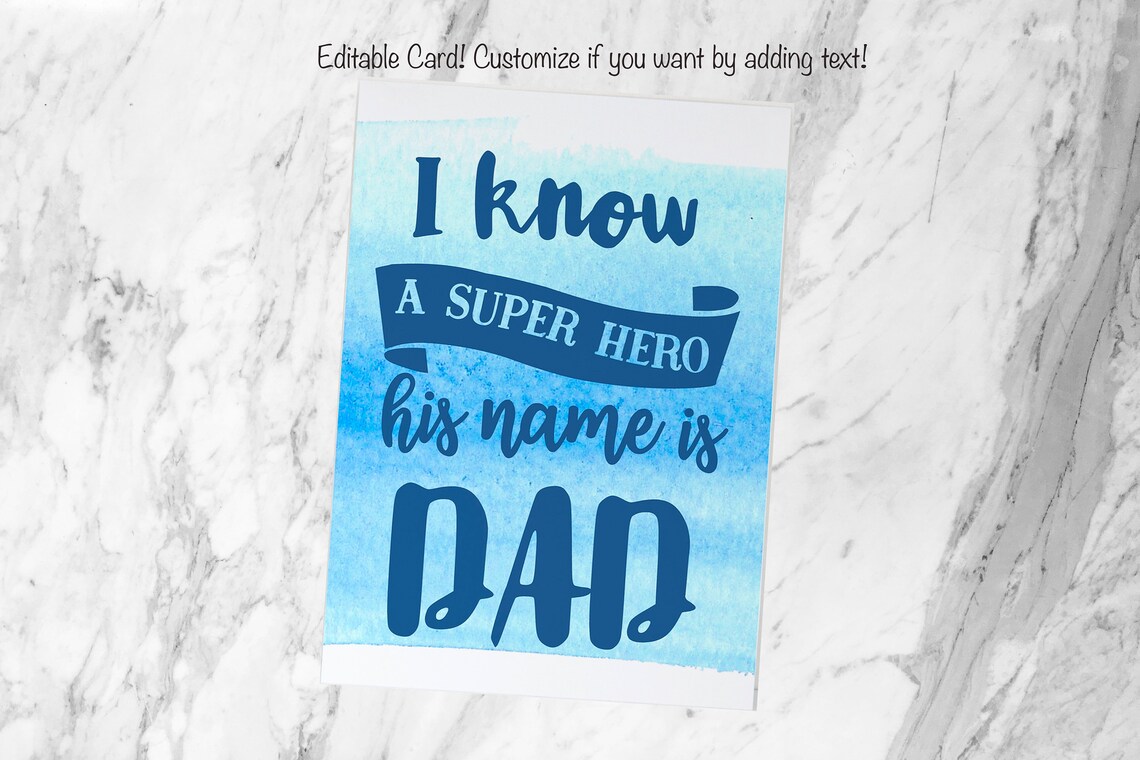 Father's Day Printable Editable Superhero Card for Father | Etsy