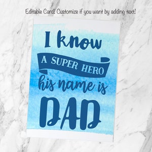 Father's Day Printable Editable Superhero Card for Father - Etsy