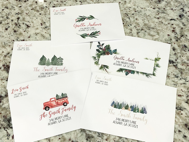 Printable Christmas Tree Editable Address Envelope Holiday DIY Envelope ...