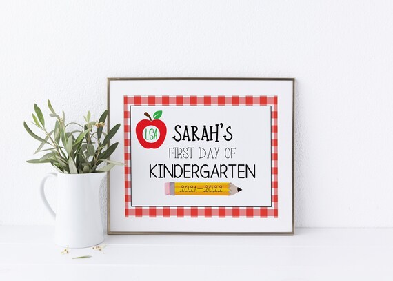 Back to School Gingham Monogram Personalized Kids Printable | Etsy