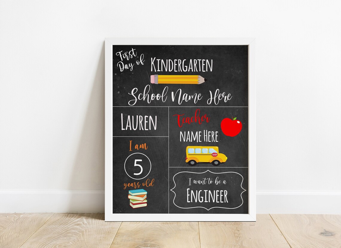 Back to School Chalkboard Kids Printable Sign First Day of - Etsy
