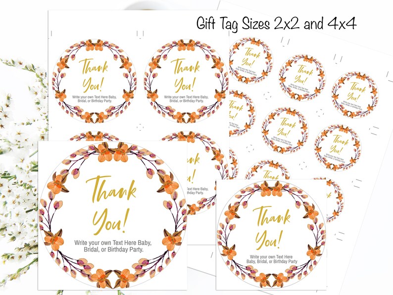 Fall Leaves Thank You Editable Favor Circle Tag Printable | Etsy
