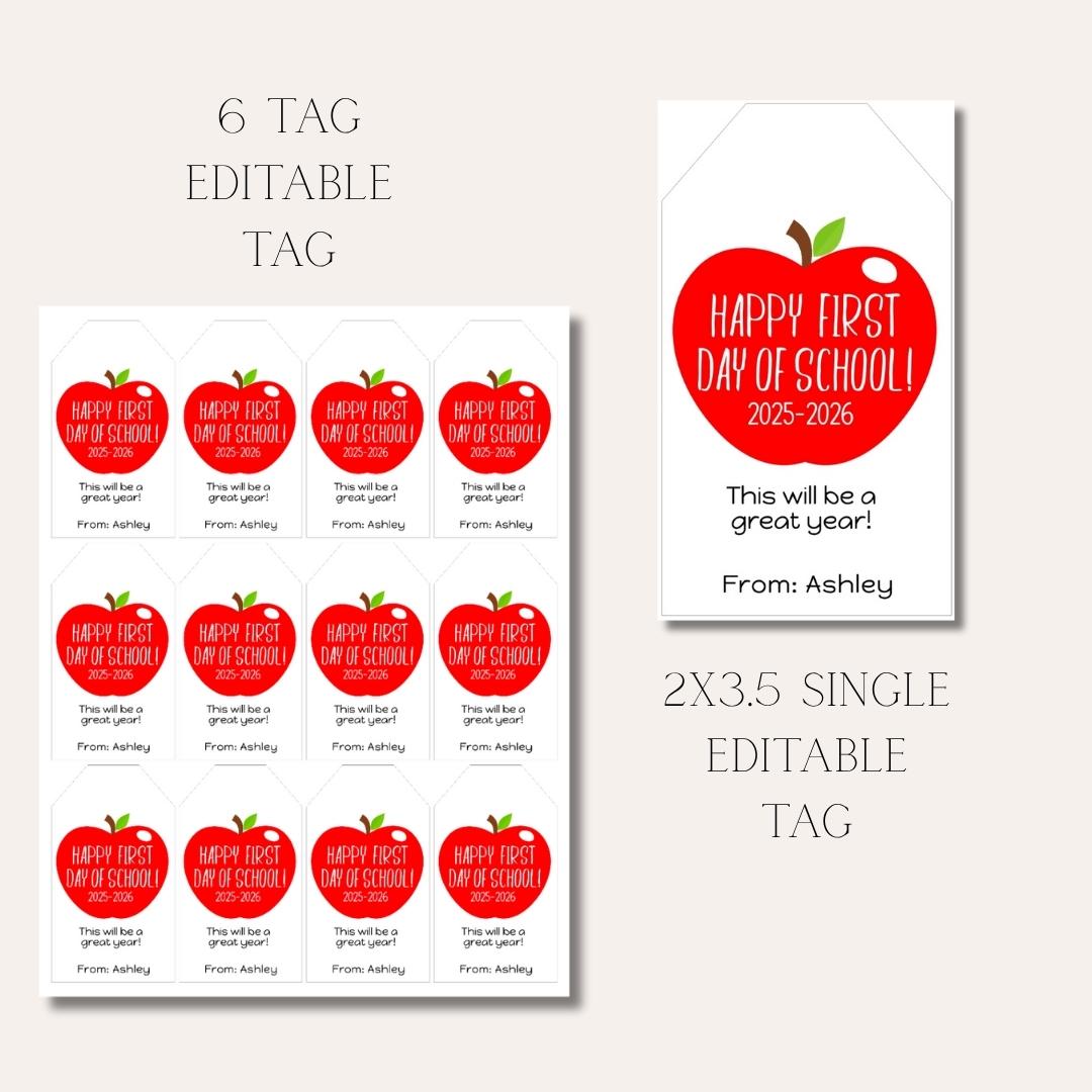 Student Gift Tag: Back to School PTO PTA (customizable Digital Download ...