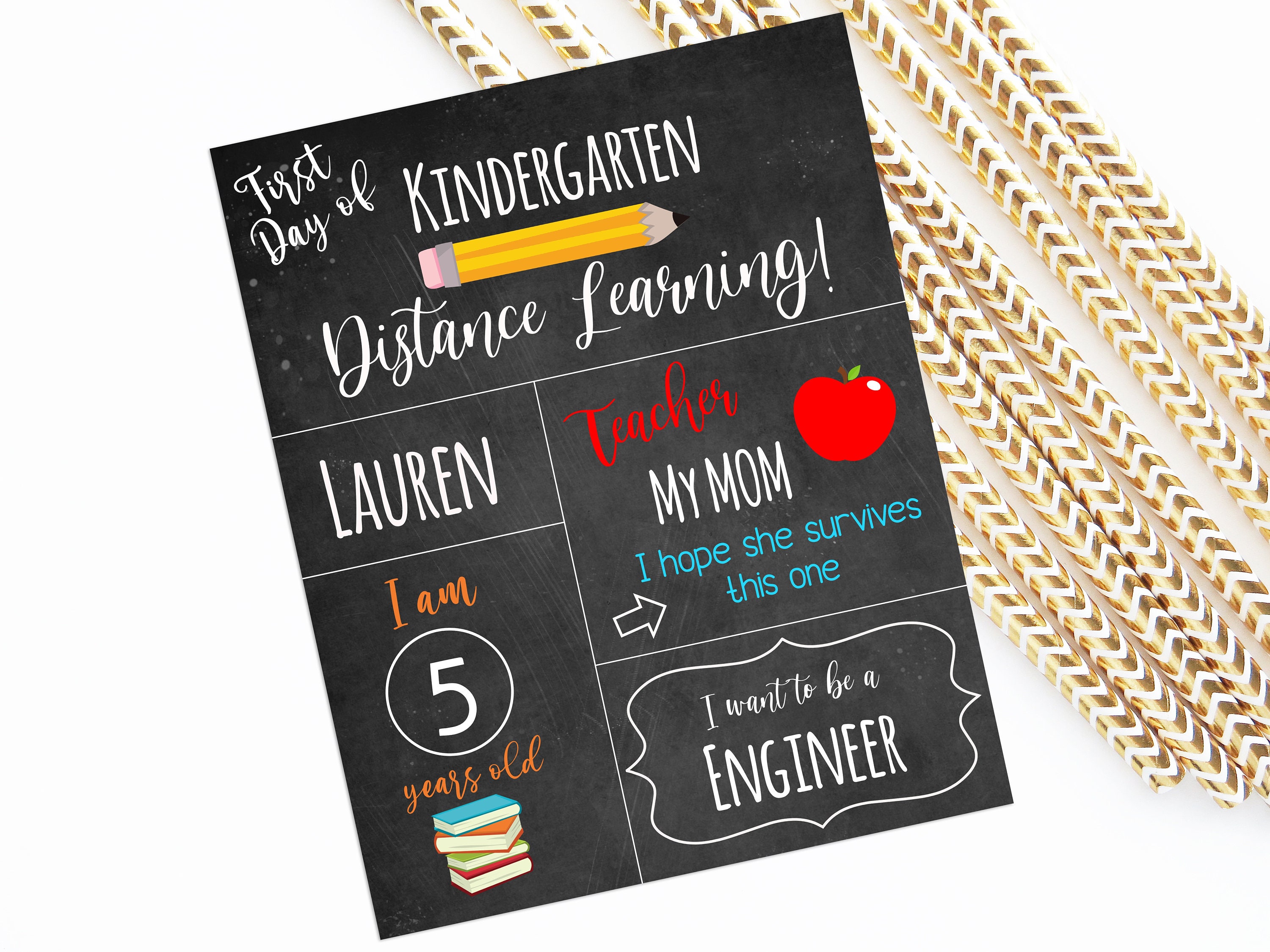 Back to School Chalkboard Kids Printable Sign First Day of | Etsy