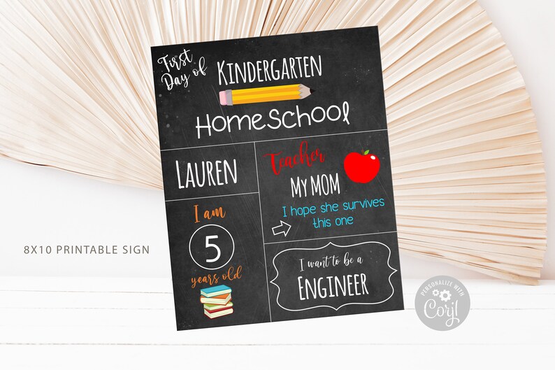 Back to School Chalkboard Kids Printable Sign First Day of - Etsy