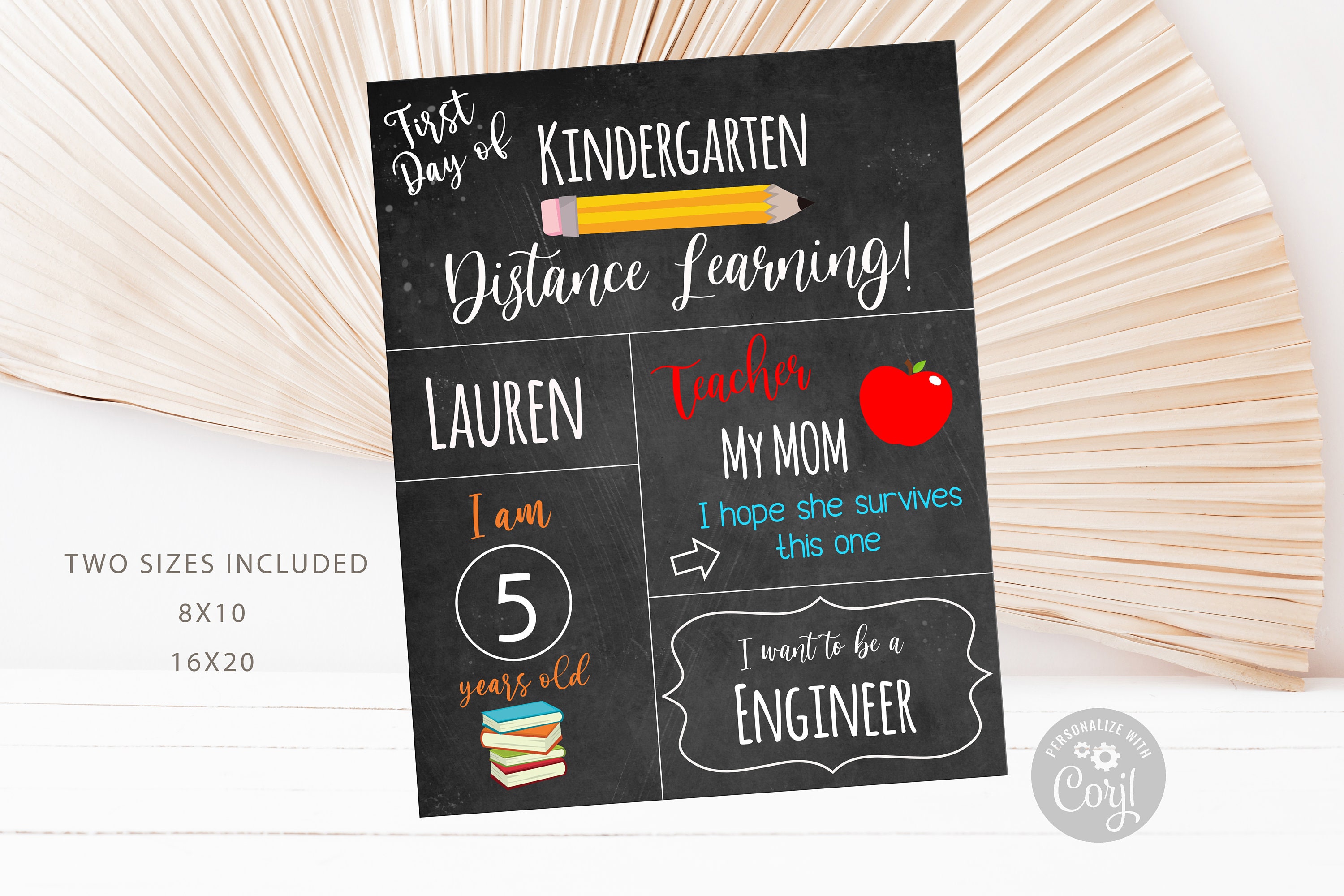 Back to School Chalkboard Kids Printable Sign First Day of School ...