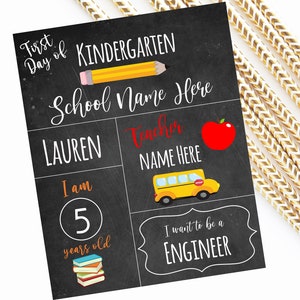 Back to School Chalkboard Kids Printable Sign First Day of | Etsy