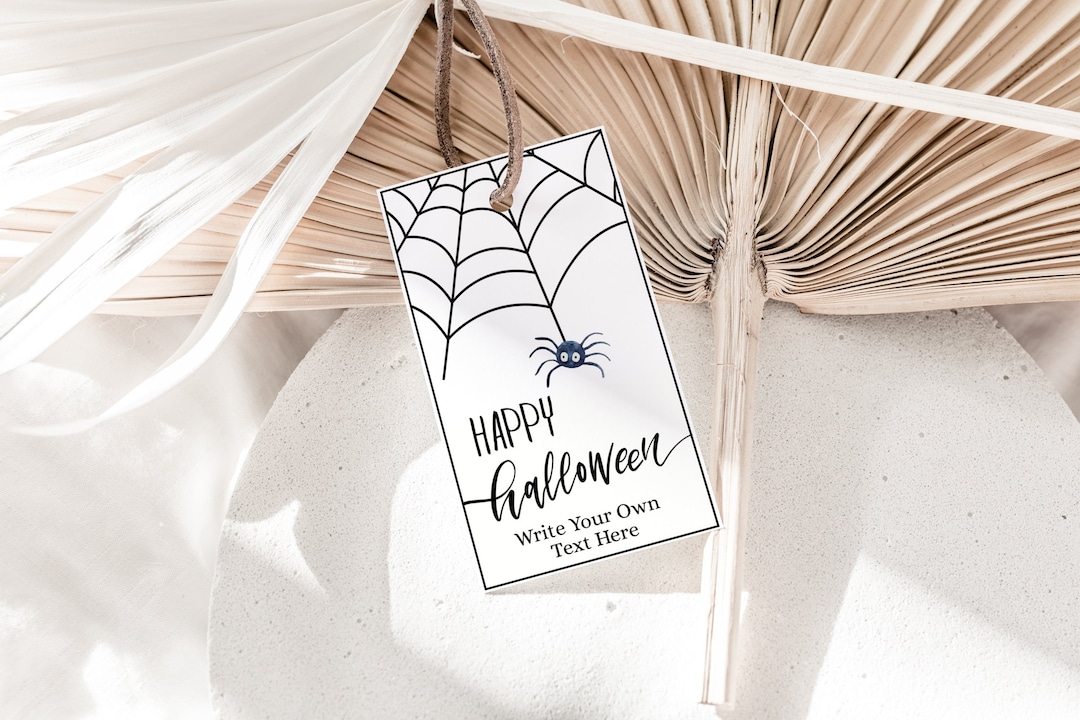 Printable Happy Halloween Gift Tag Spider Web Kids School Halloween ...