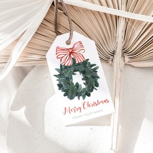 Editable Christmas Wreath Gift Tags: Printable Holiday Template ...