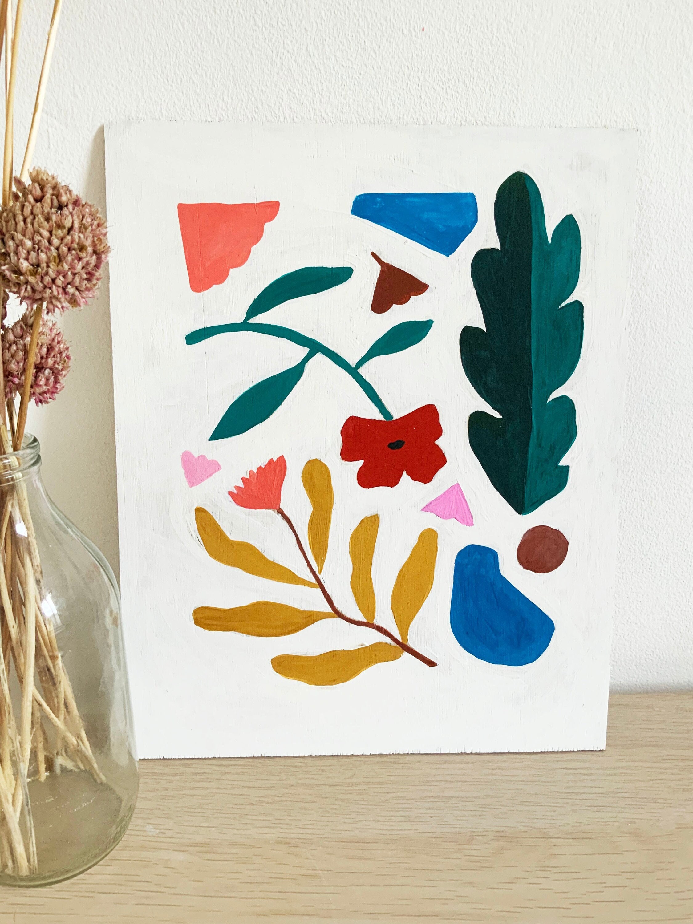 Original Painting | Wall Art Home Decor | Gauche | Minimal Floral ...