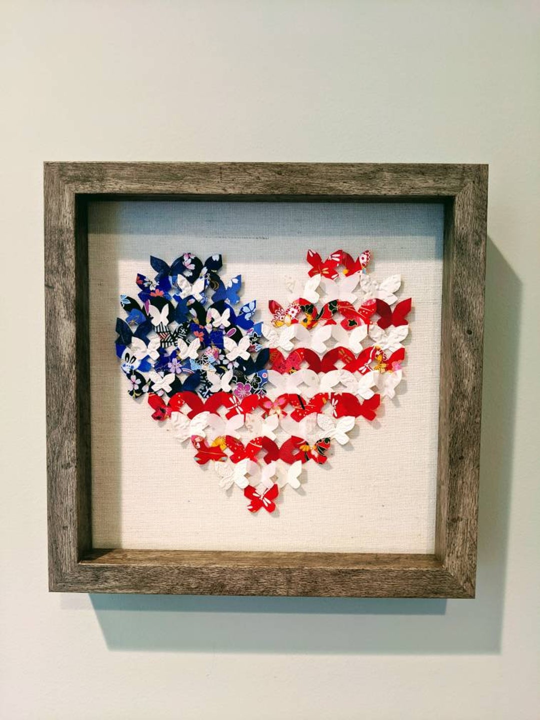 American Flag 3D Butterfly Art, Wall Art, Japanese Washi,heart Shaped ...