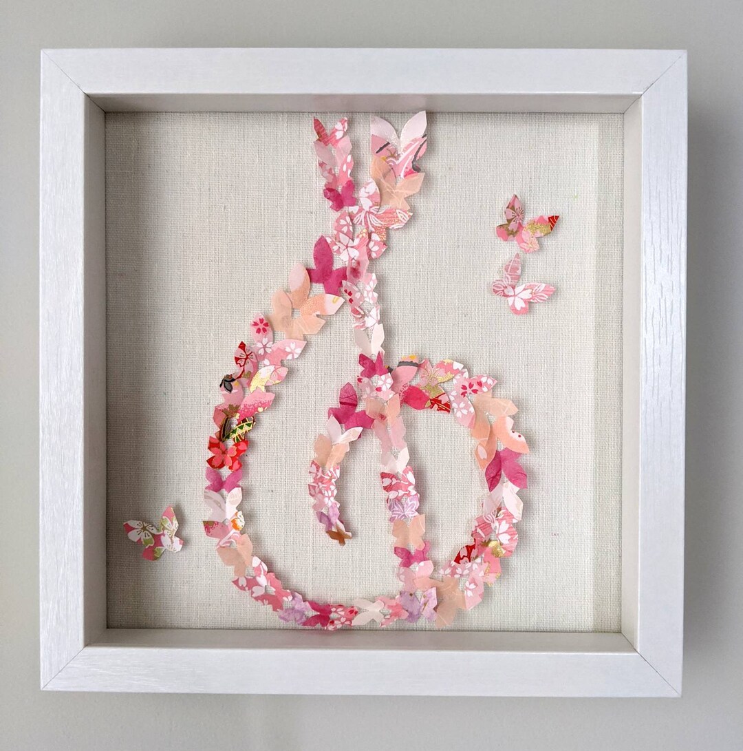 Treble Clef Butterfly Origami Art: Japanese Washi Paper Framed Wall ...