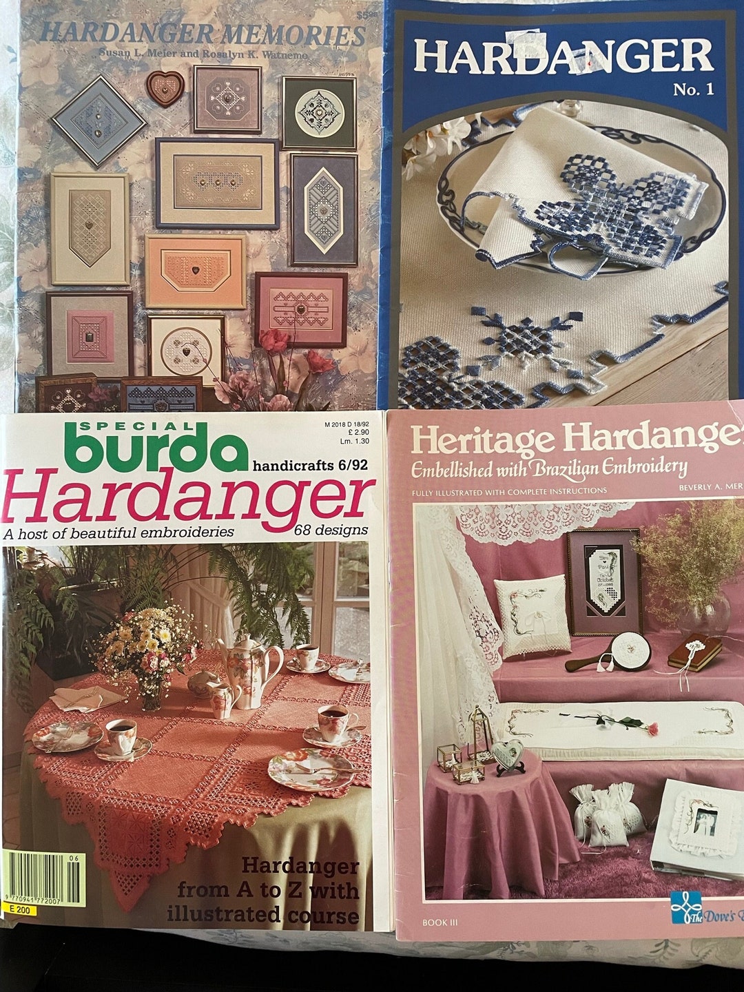 Lof of Four Hardanger Embroidery Openwork Books Burda Heritage Memories ...