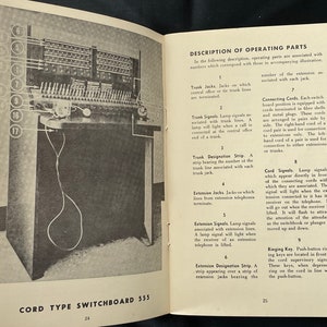 Vintage 1940s Manual of Switchboard Operation Operator's Book - Etsy