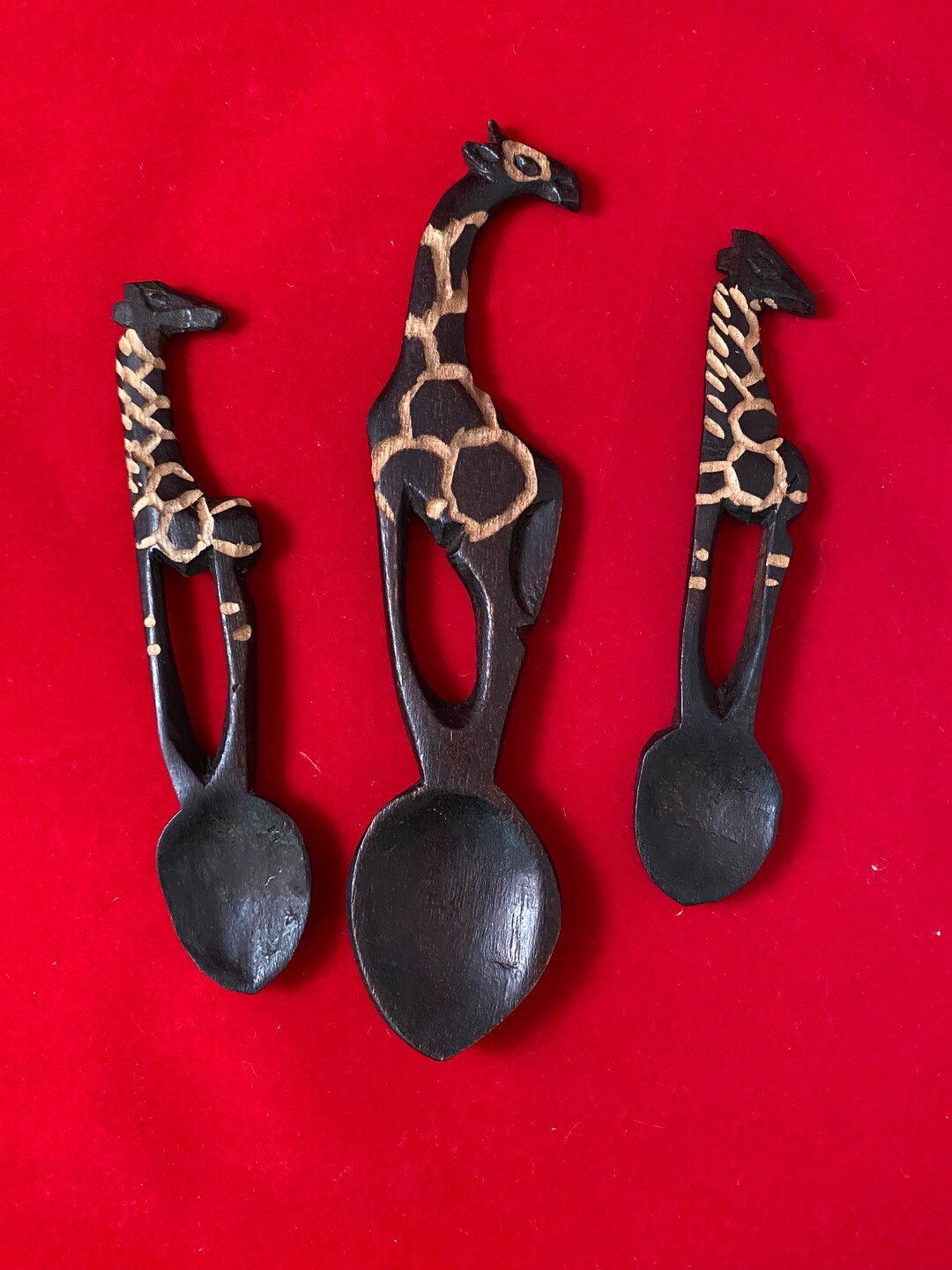 Carved Wooden Giraffe Spoons - Set of Three (3) - Etsy
