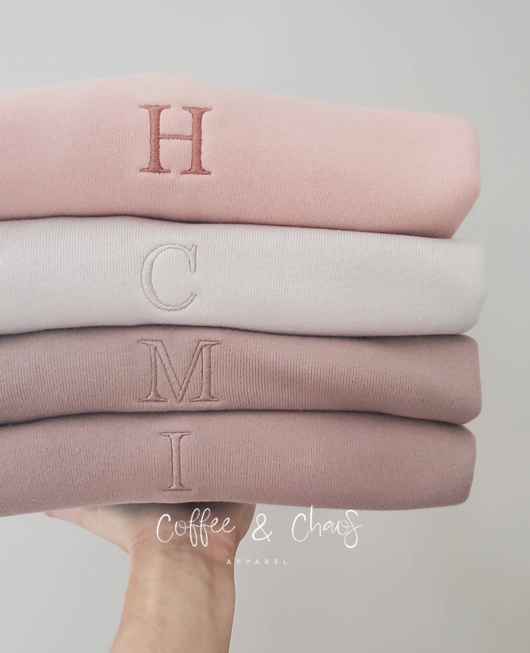 Neutral Embroidered Sweatshirt- Simple Monogram Initial- Custom- Unisex ...