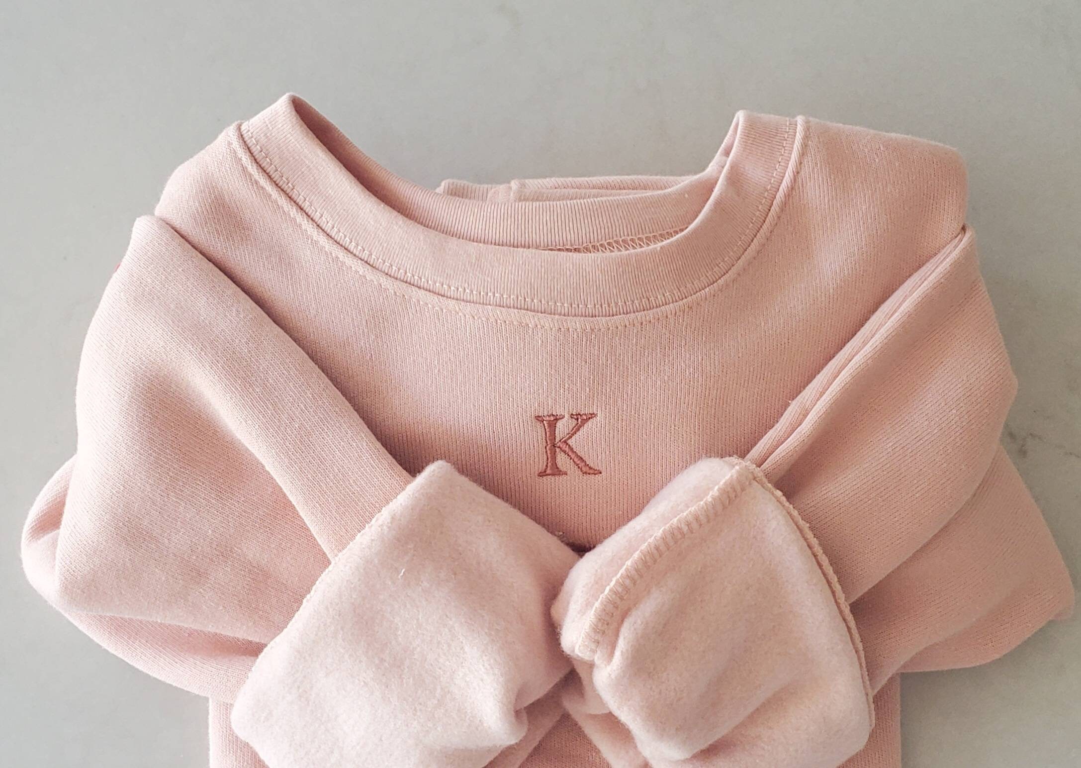 Neutral Embroidered Sweatshirt Simple Monogram Initial - Etsy