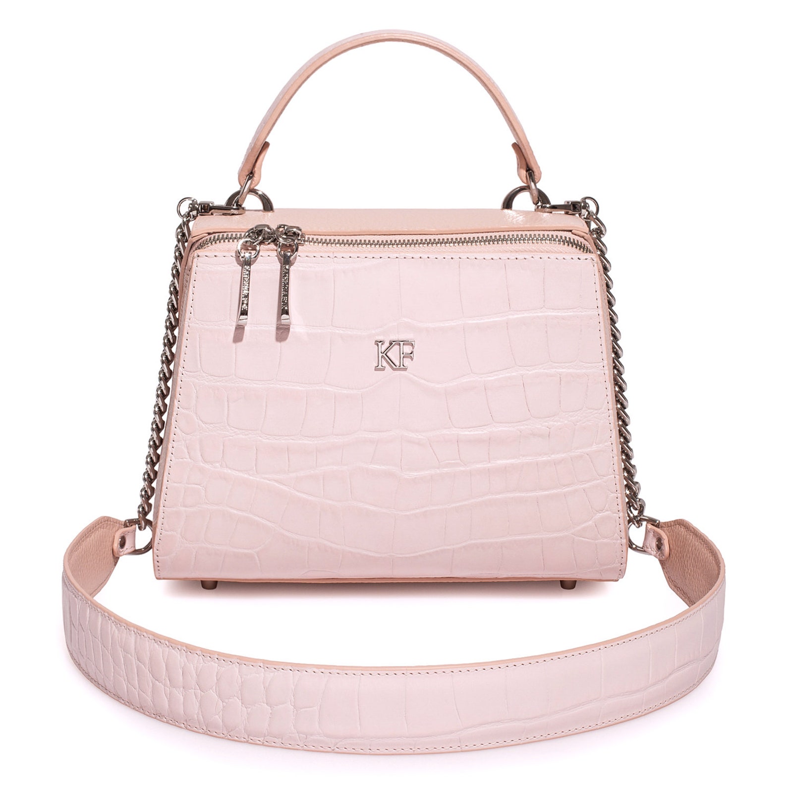 Leather Top Handle Bag Light Pink Leather Handbag Top Handle | Etsy