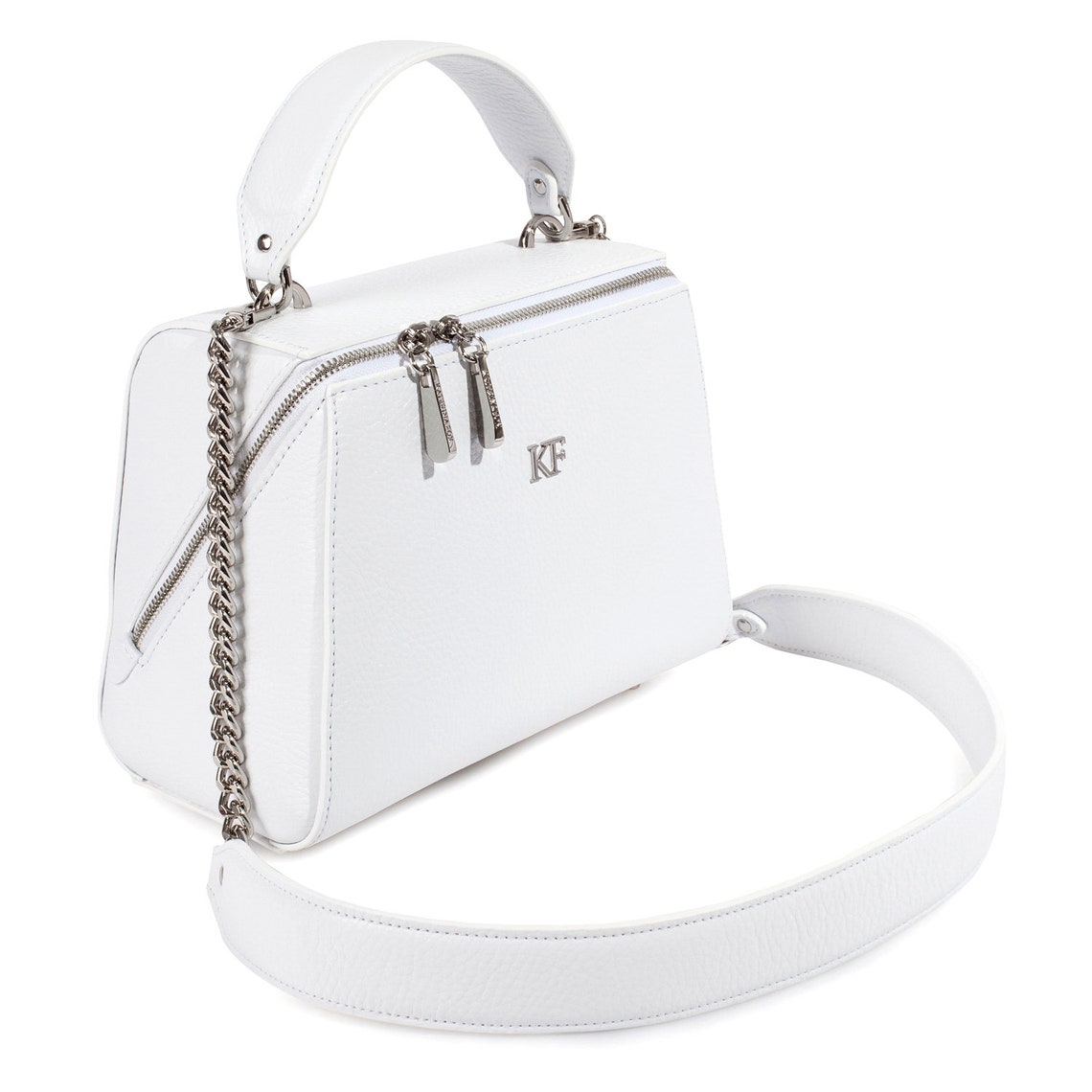 Leather Top Handle Bag White Leather Handbag Top Handle | Etsy