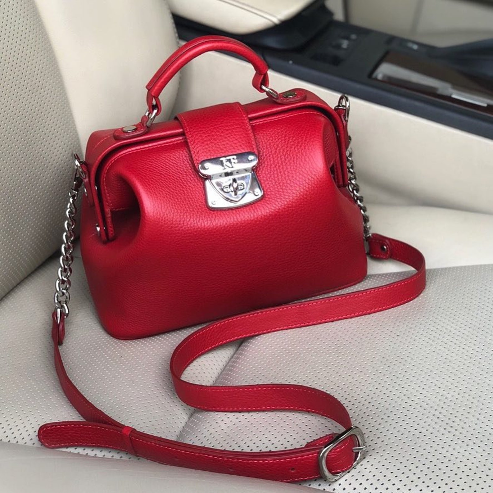 Leather Doctor Bag for Women Red Leather Shoulder Bag - Etsy