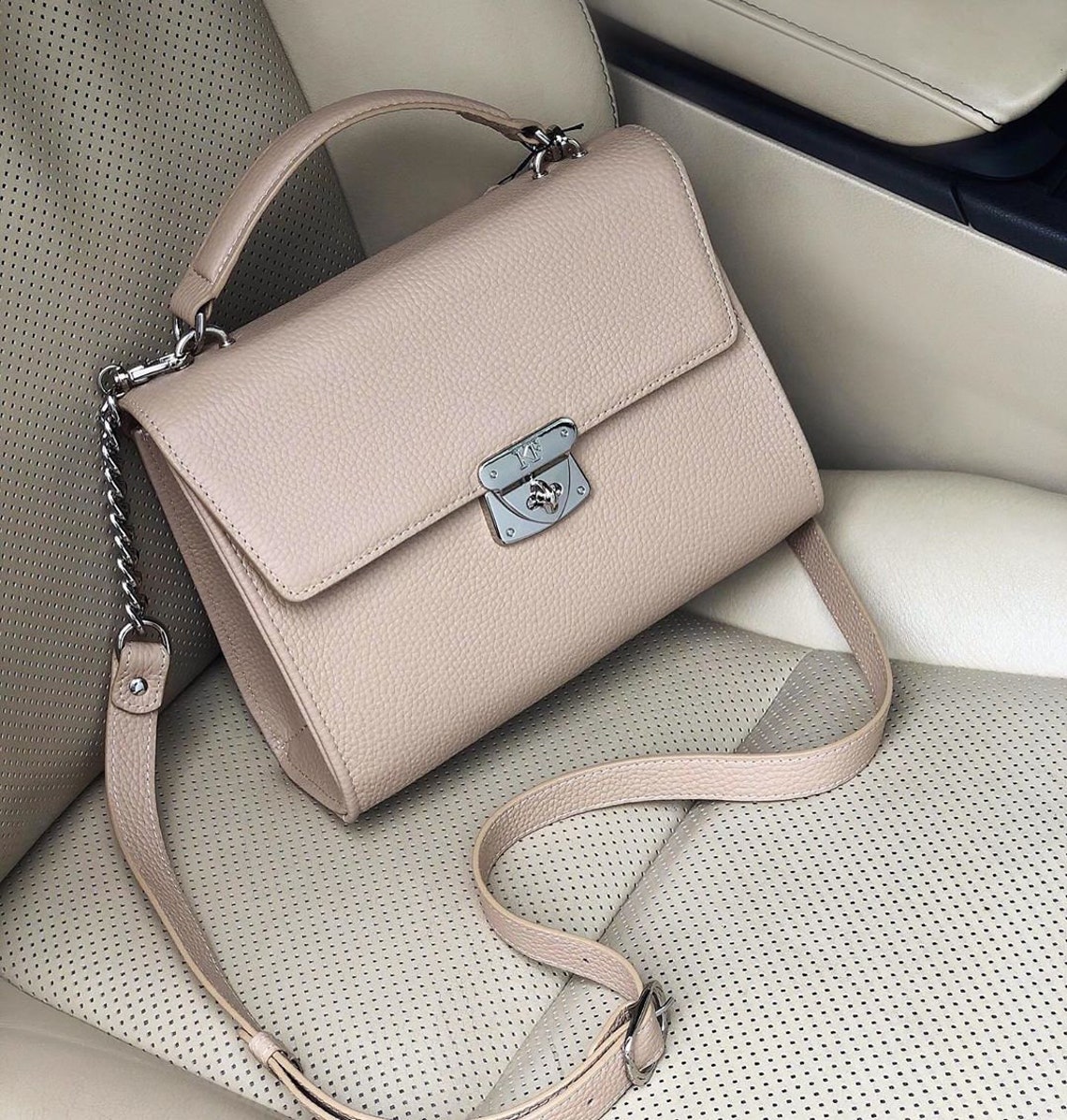 Leather Cross Body Bag Beige Leather Shoulder Bag - Etsy