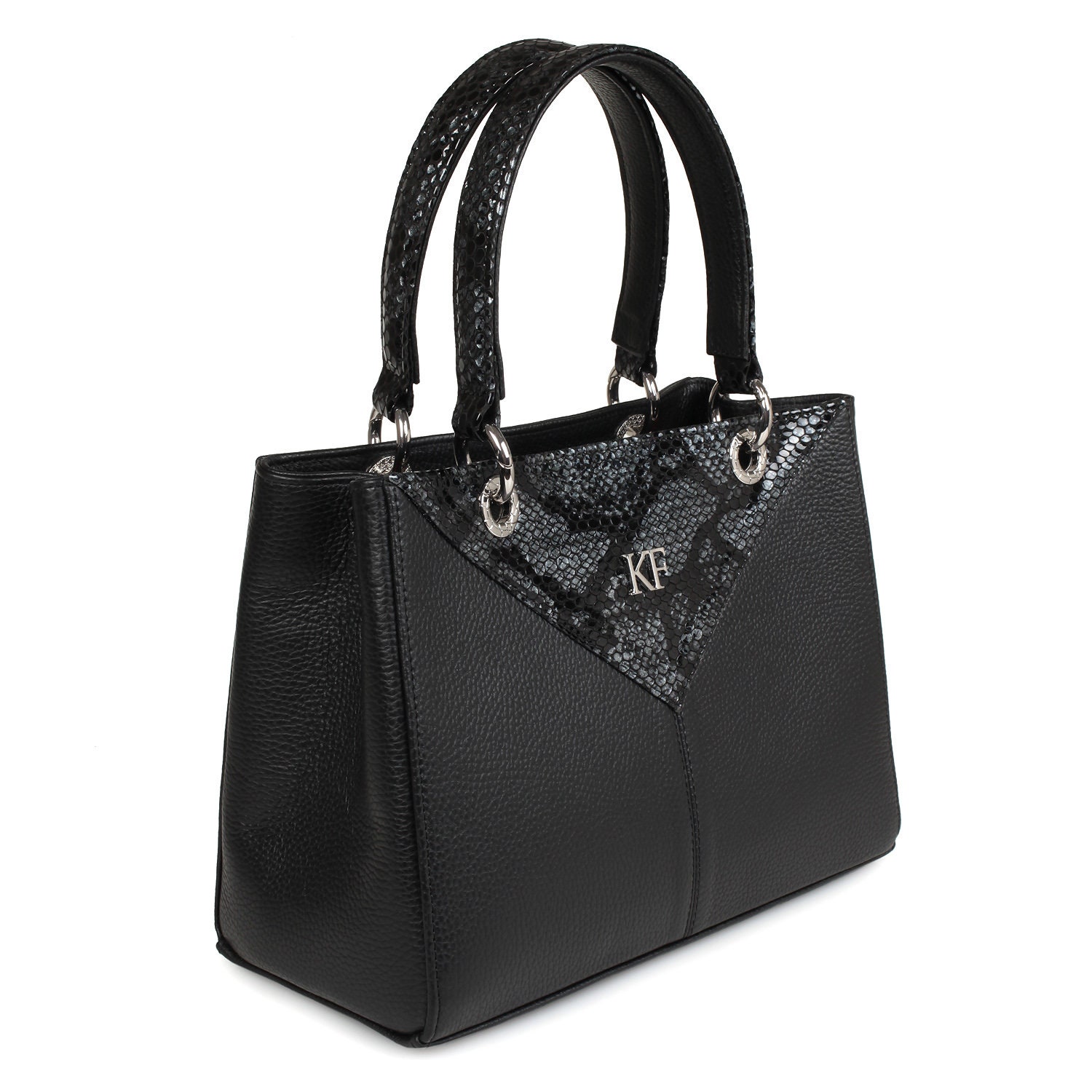 Leather Top Handle Bag Black Leather Handbag Top Handle - Etsy