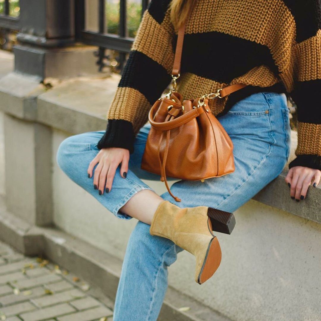 Leather Crossbody Bag Ginger Leather Shoulder Bag | Etsy