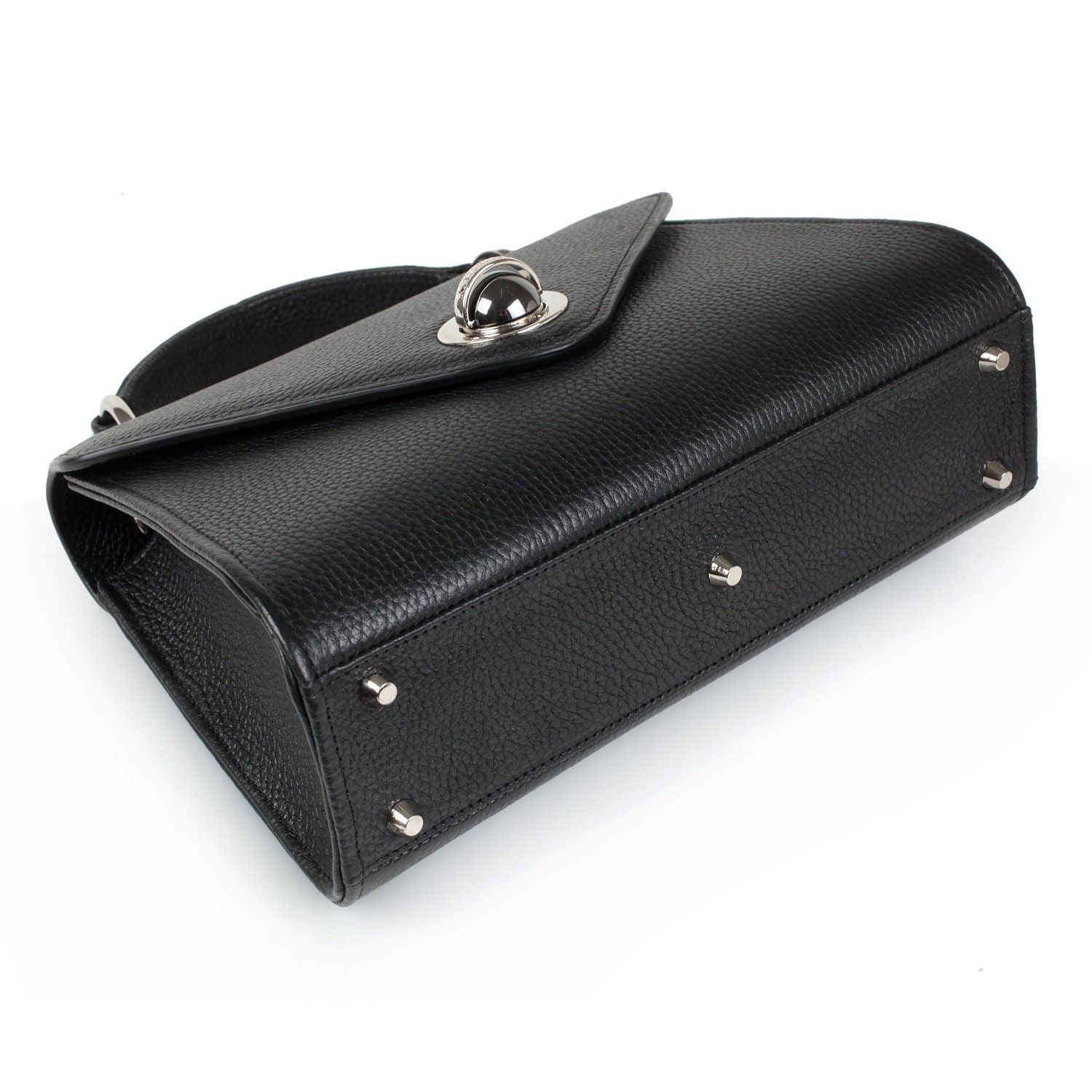 Leather Top Handle Bag Black Leather Handbag Top Handle | Etsy