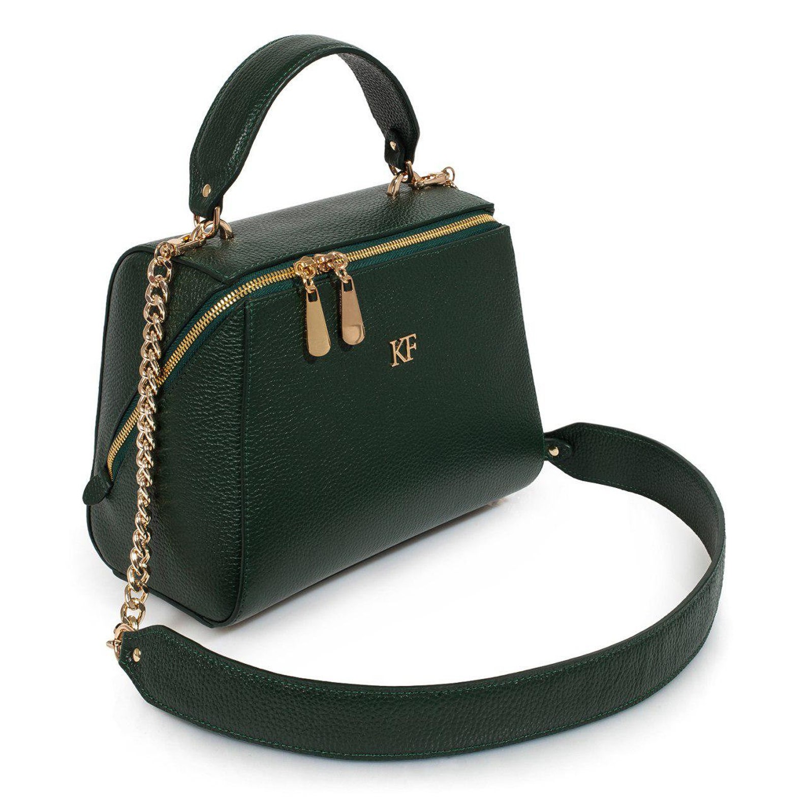 Leather Top Handle Bag Green Leather Handbag Top Handle - Etsy