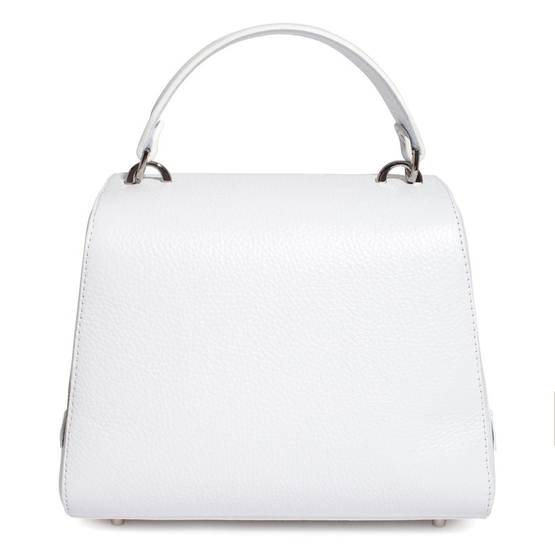 Leather Top Handle Bag White Leather Handbag Top Handle - Etsy