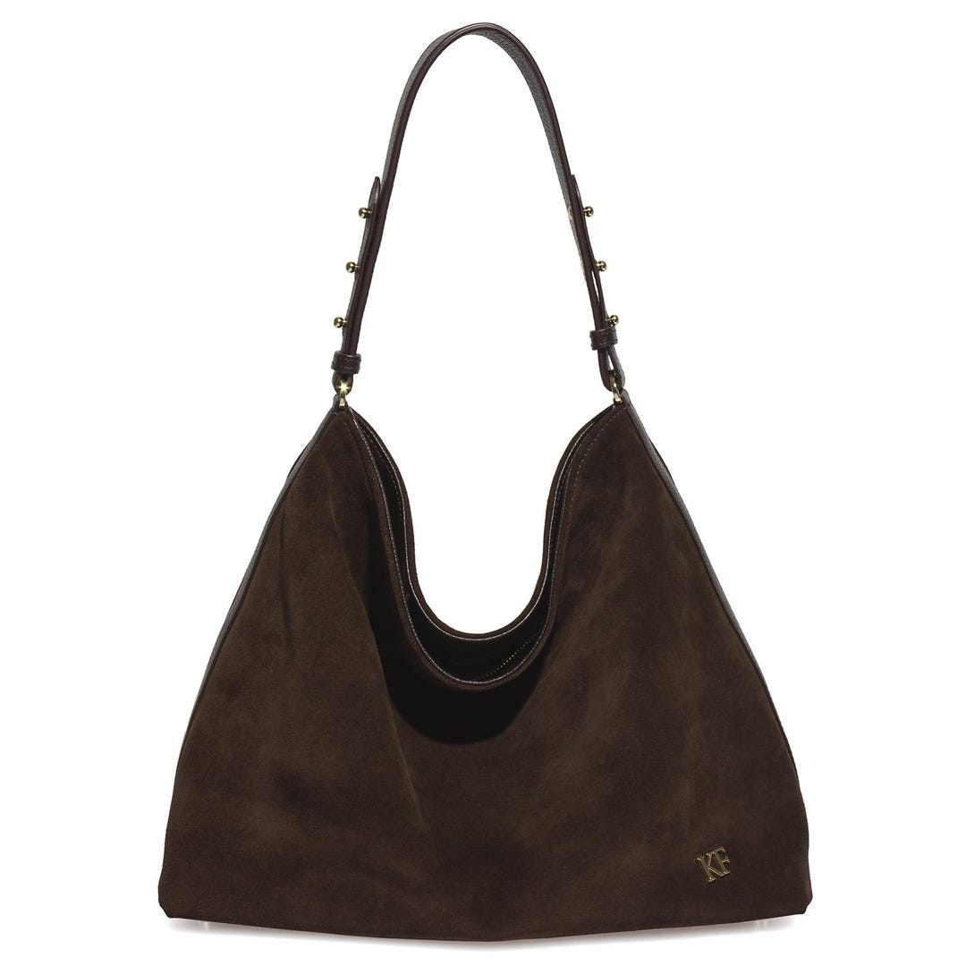 Leather Hobo Bag, Brown Suede Hobo Bag, Women's Leather Hobo Purse KF ...