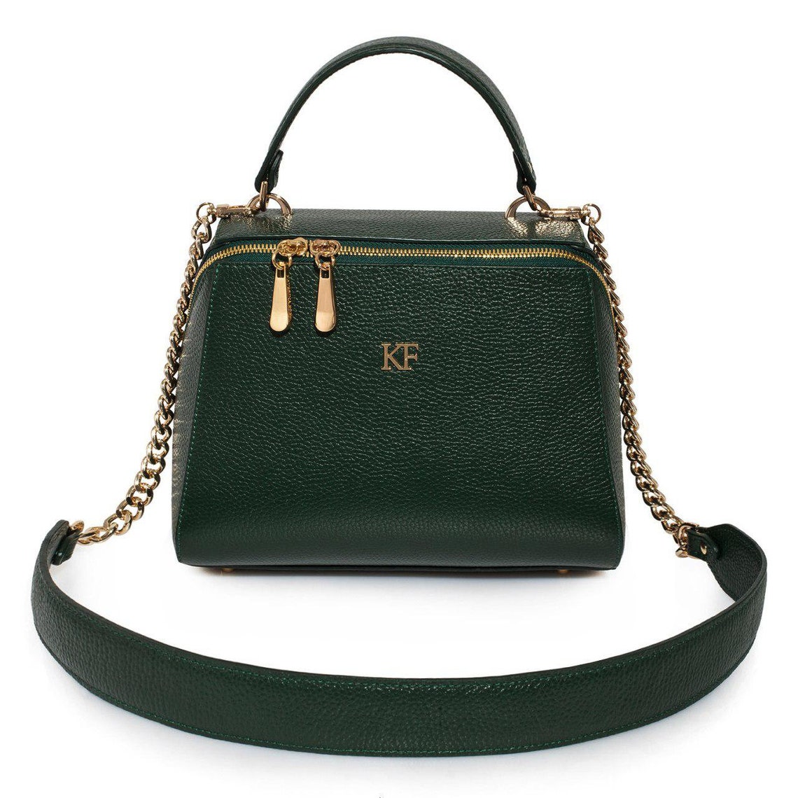 Leather Top Handle Bag Green Leather Handbag Top Handle - Etsy