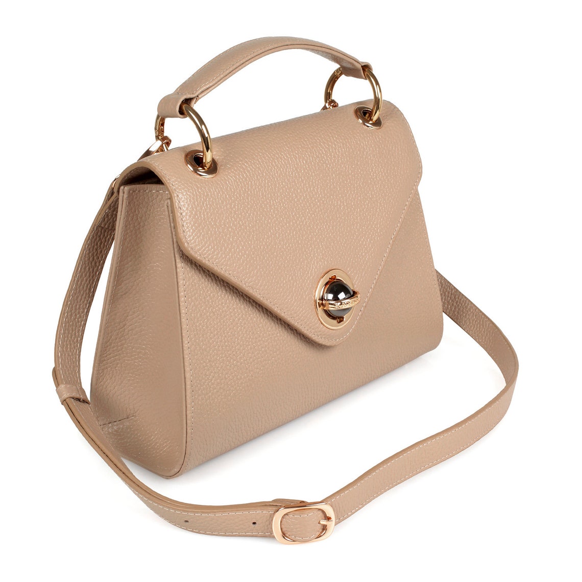Leather Top Handle Bag Beige Leather Handbag Top Handle | Etsy