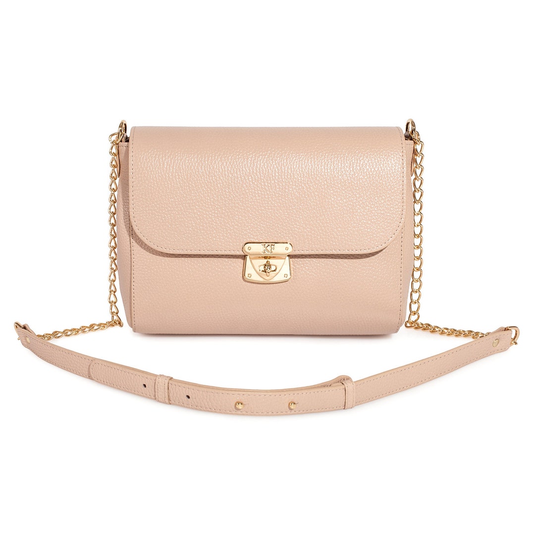 Leather Cross Body Bag Beige Leather Shoulder Bag - Etsy