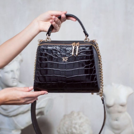 Leather Top Handle Bag Black Leather Handbag Top Handle - Etsy