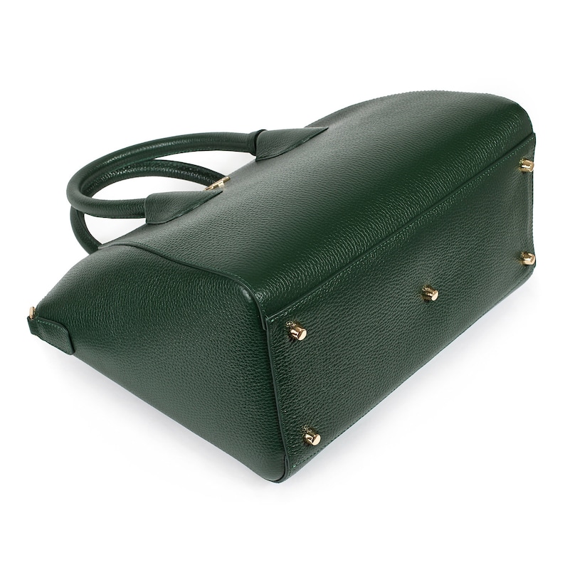 Leather Top Handle Bag Dark Green Leather Handbag Top Handle - Etsy