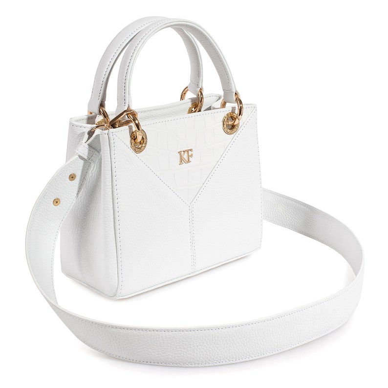 Leather Top Handle Bag White Leather Handbag Top Handle - Etsy