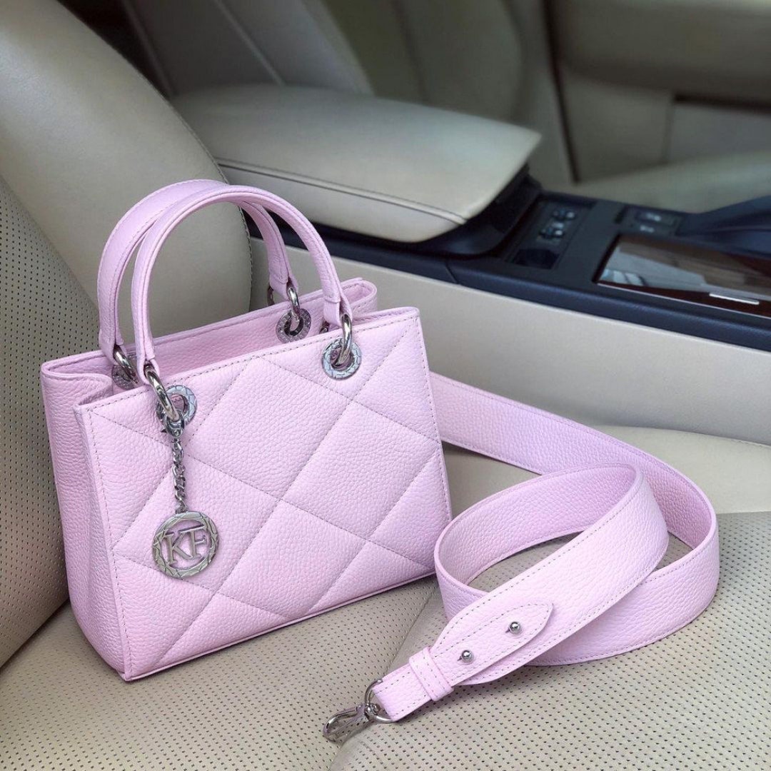 Pink Leather Top Handle Bag: Quilted Handbag by Katerina Fox - Etsy