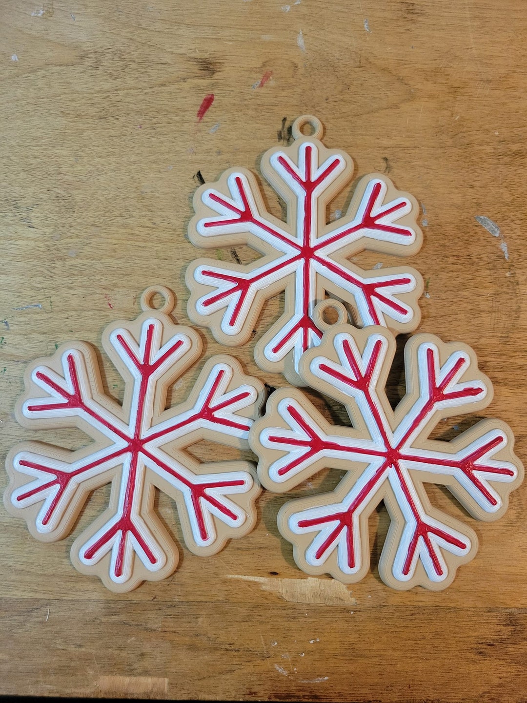 Set of 3 Gingerbread Snowflake Ornaments - 3D Printed - Etsy