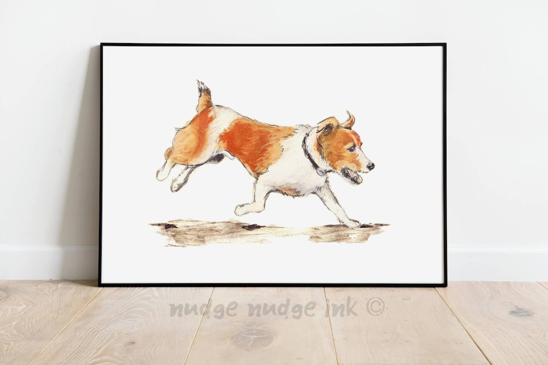 Jack Russell Art Print jack Russell Running. Jack Russel Terrier Pastel ...