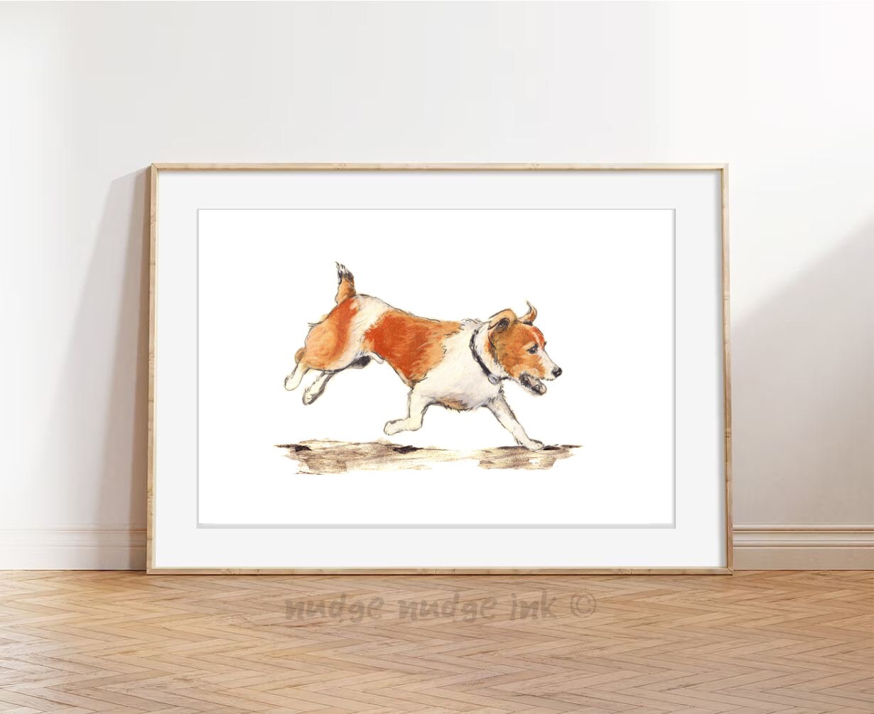 Jack Russell Art Print jack Russell Running. Jack Russel - Etsy