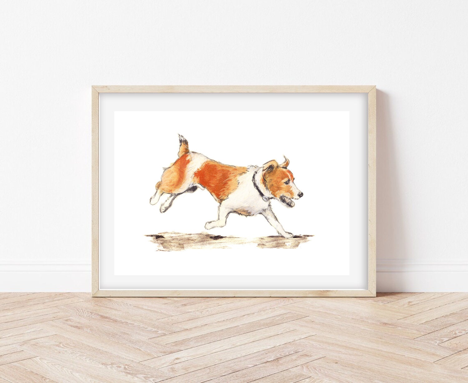 Jack Russell Art Print jack Russell Running. Jack Russel Terrier Pastel ...