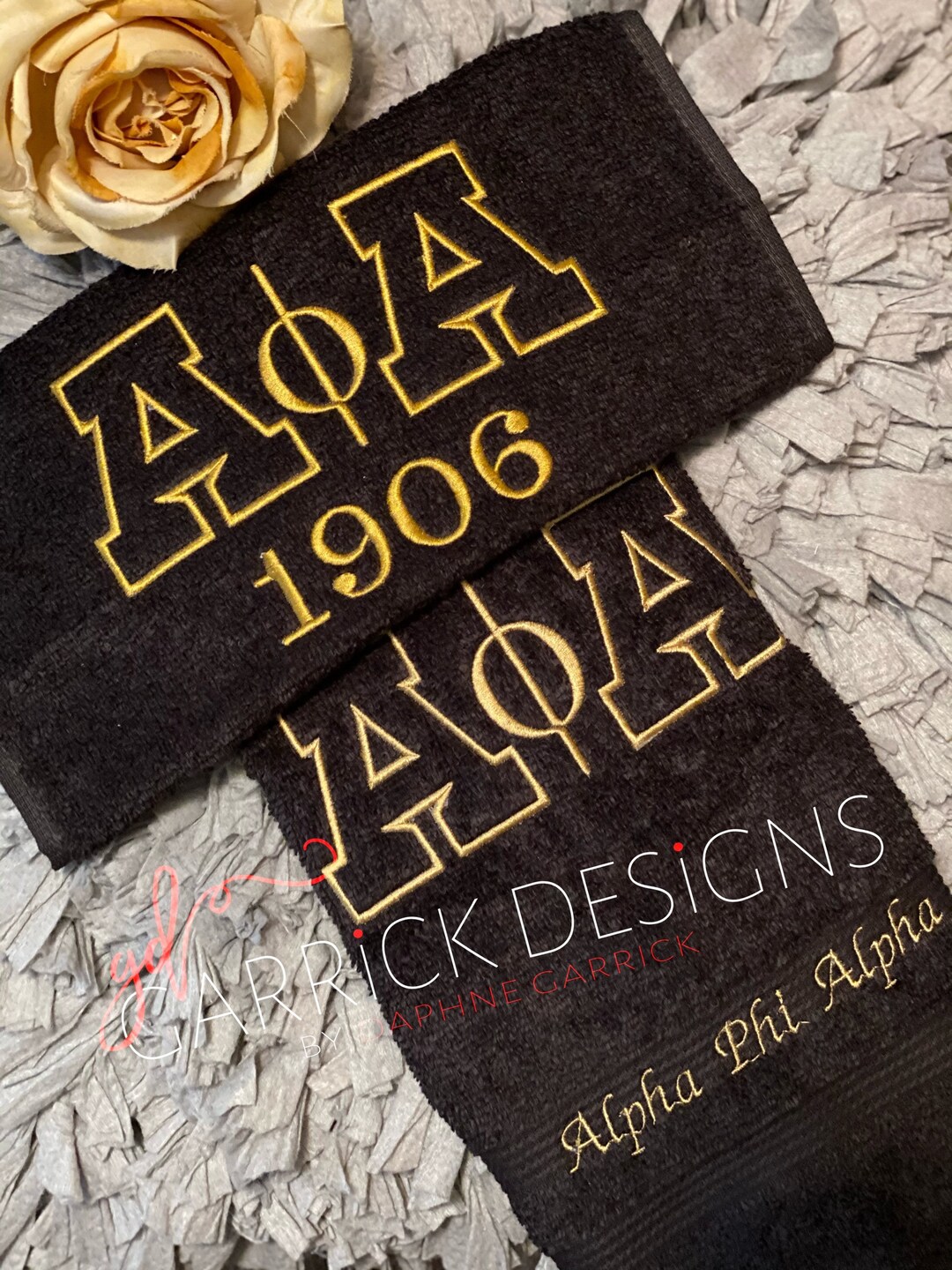 2 Piece Inspired Alpha Embroidered Towel Set - Etsy