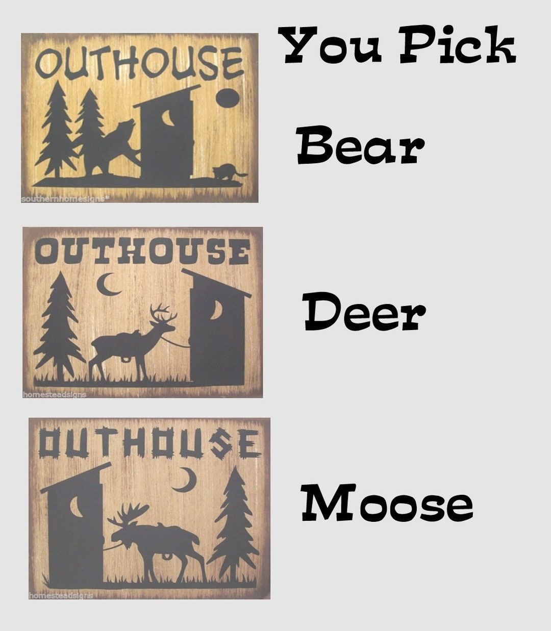Outhouse Bear, Moose or Deer Cabin Collection You Pick Lodge Hunting ...