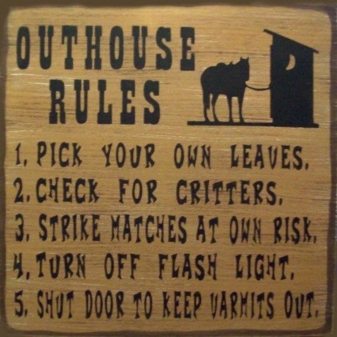 Outhouse Rules Western Primitive Rustic Distressed Country Flat Canvas ...