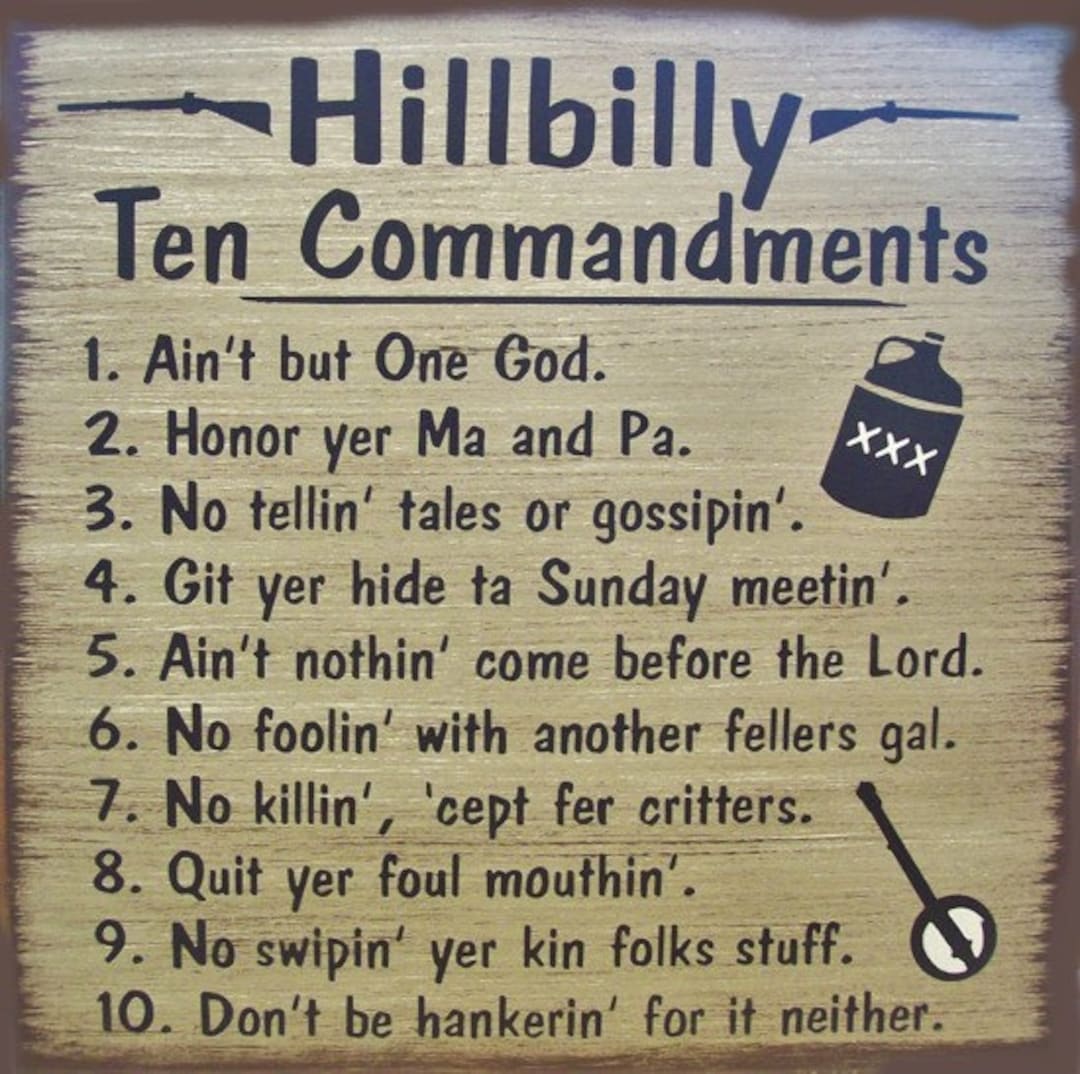 Hillibilly 10 Commandments Primitive Rustic Country Canvas Sign Home ...