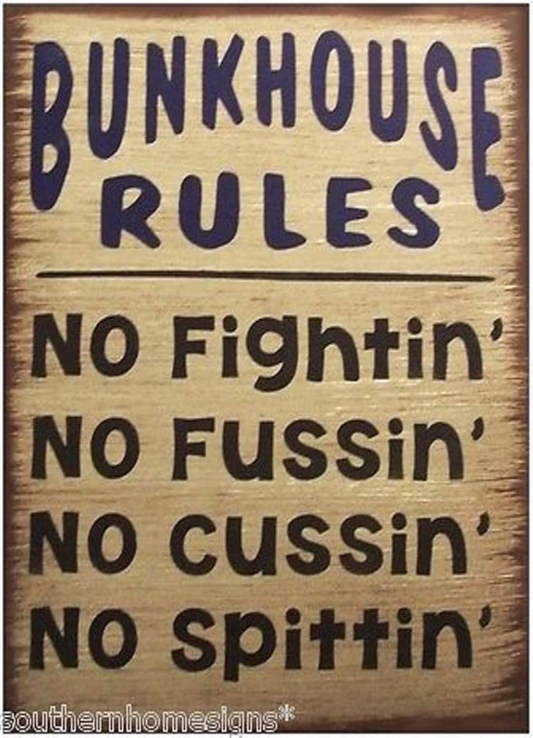 Bunkhouse Rules Western Humerous Primitive Rustic Country Canvas Sign ...