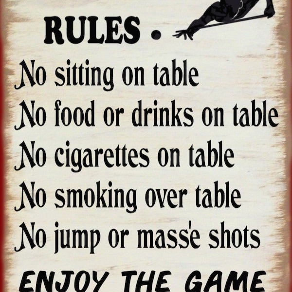 Pool Table Rule Sign - Etsy